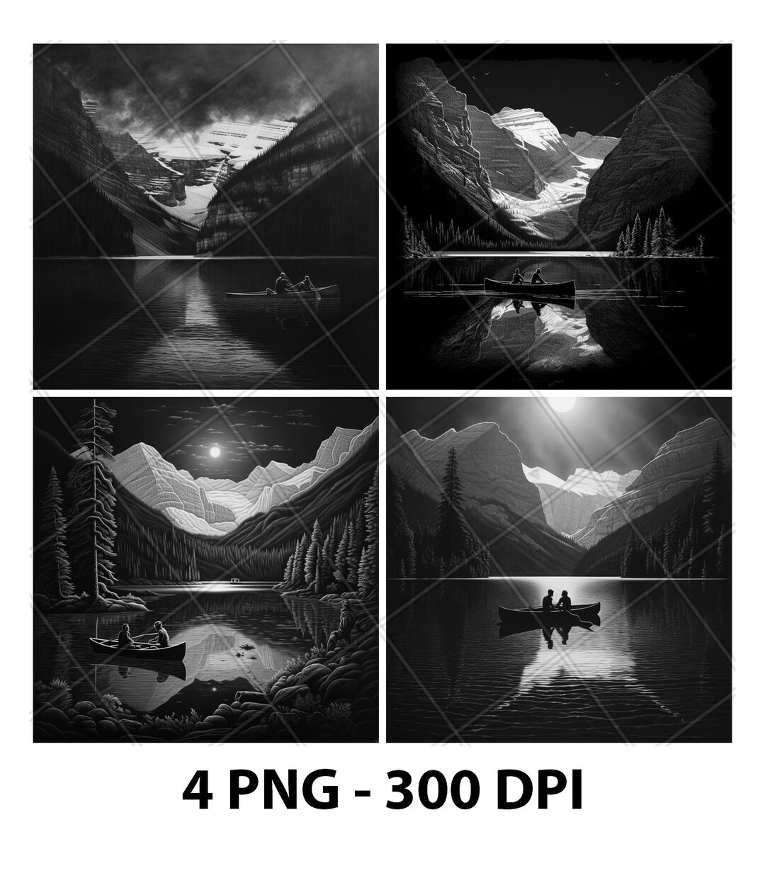 Kayak Canoe Lake Mountain Boat Laser Engraving File Slate PNG Coaster ...