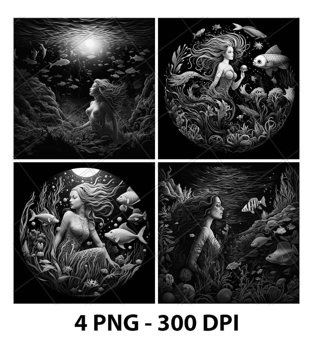 Mermaid Sea Goddess Fairy Ariel Laser Engraving File Slate PNG Coaster ...