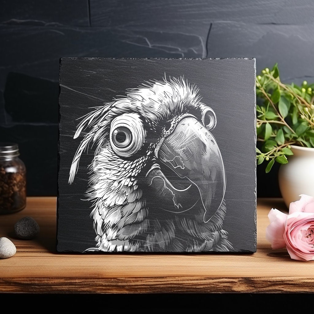Parrot Blue Bird Cockatoos Face Laser PNG File Slate Engrave Coaster ...