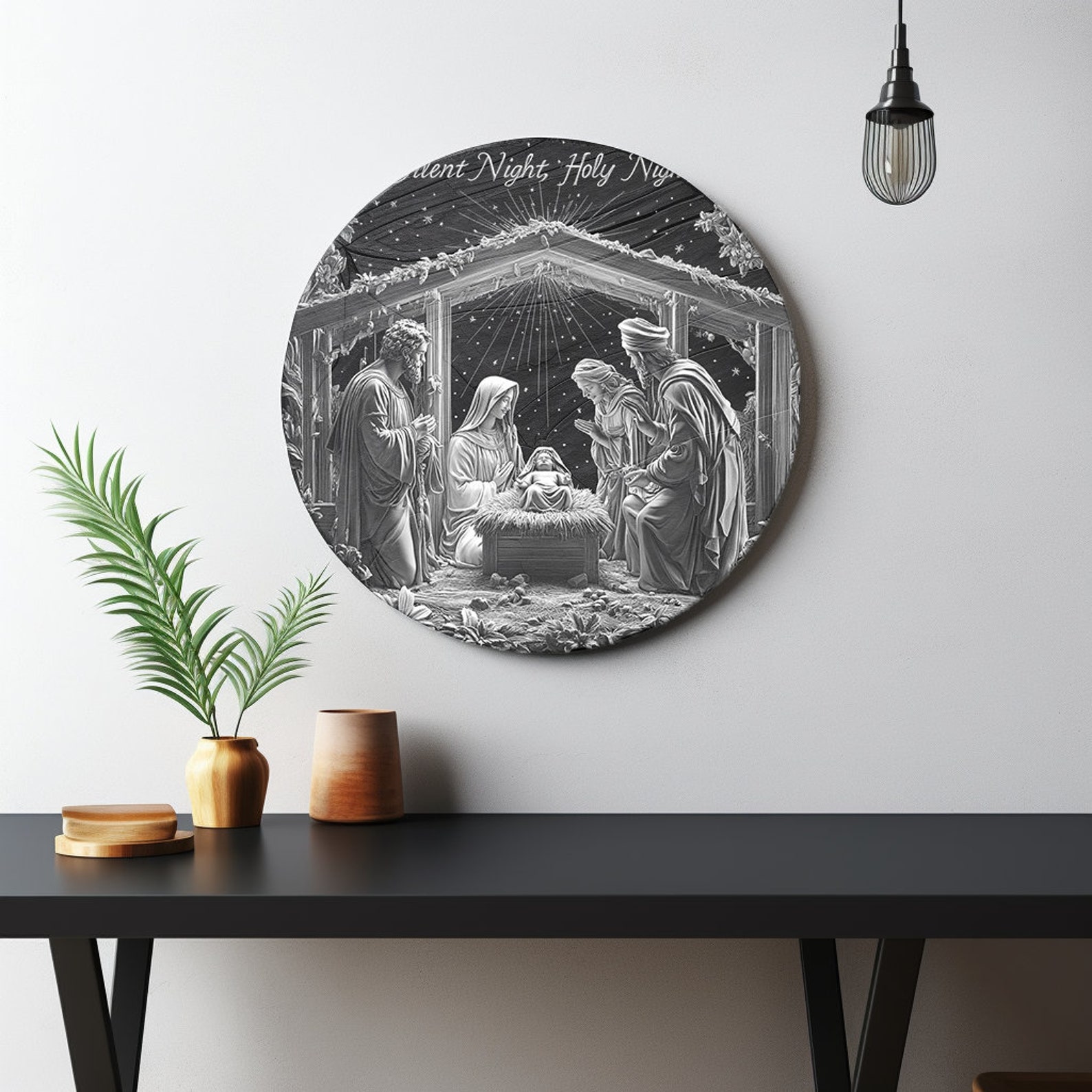 Holy Silent Night Birth Jesus Christ Laser Engraving File Slate PNG ...