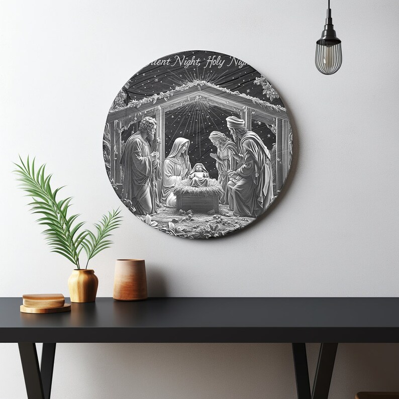 Holy Silent Night Birth Jesus Christ Laser Engraving File Slate PNG ...