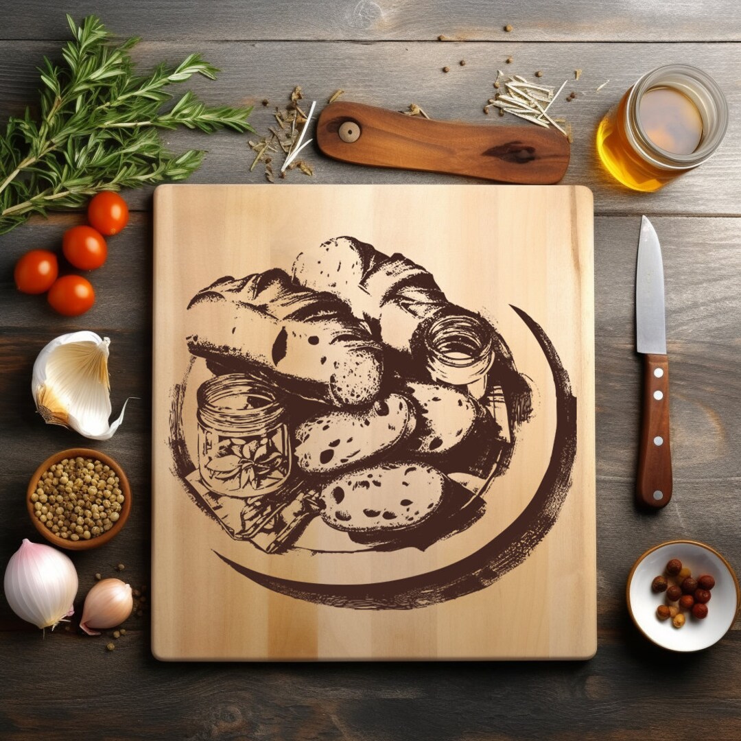 Bread Snacks Laser PNG File Engrave Wood Board Tray Charcuterie Plank ...