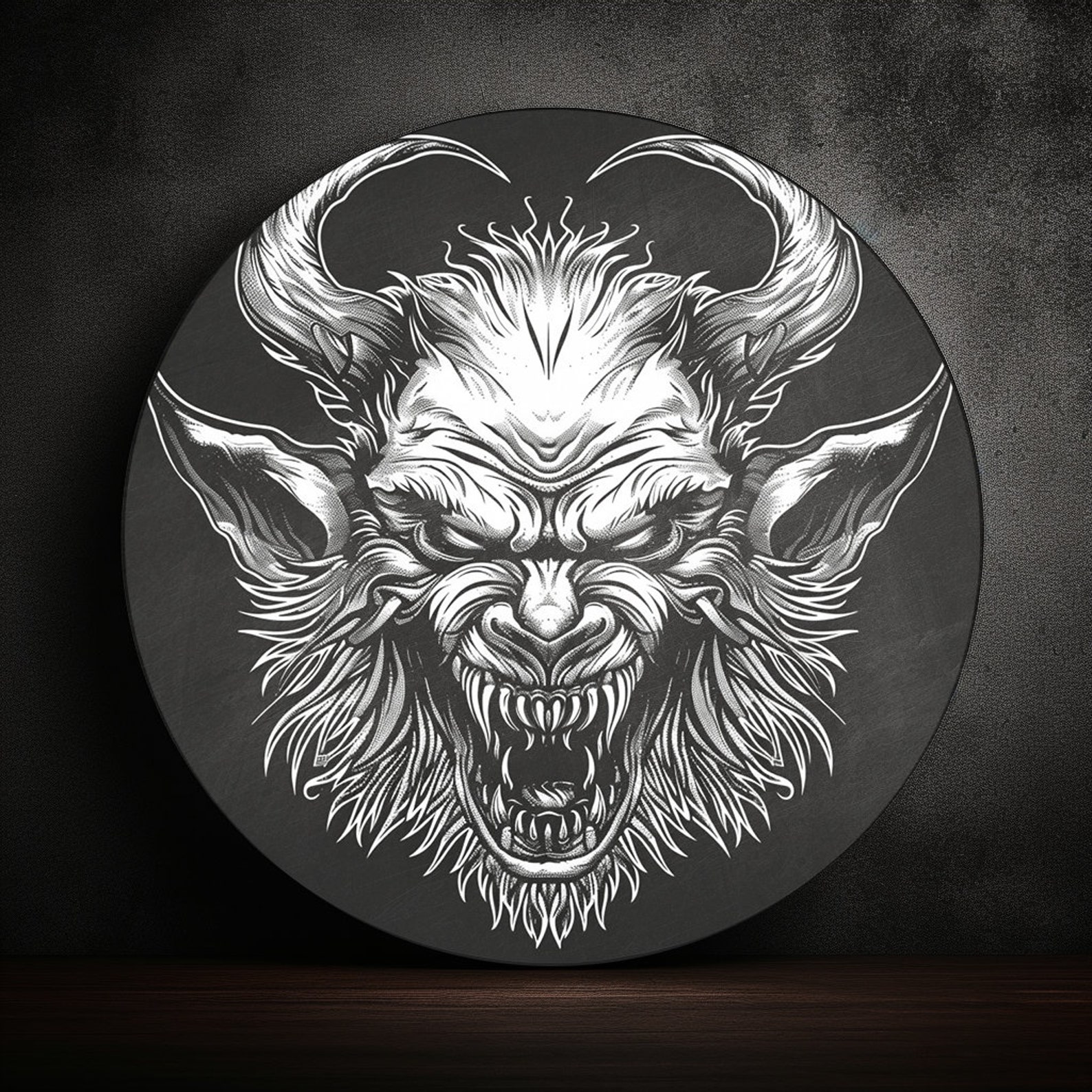 Demon Face Scary Halloween Devil Laser Engraving File Slate PNG Coaster ...