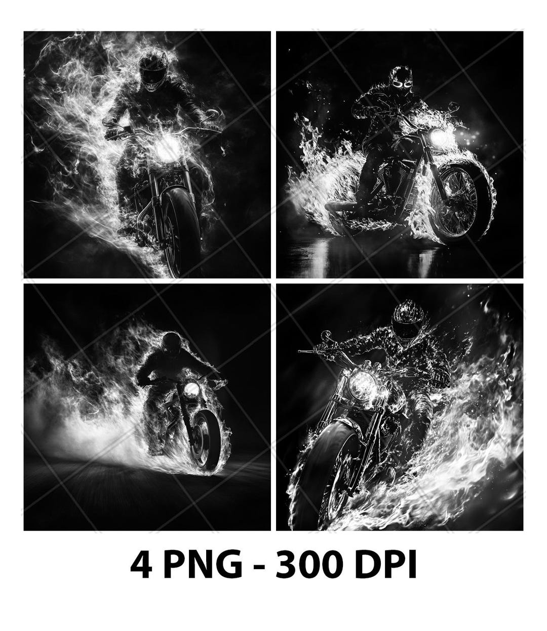 Ghost Biker Rider Motorcycle Fire Flame Laser Engraving File Slate PNG ...