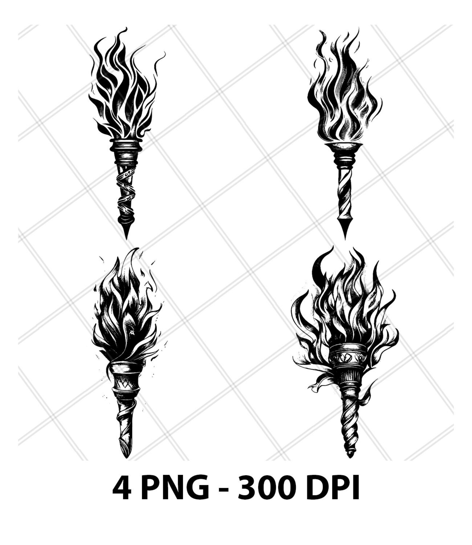 Ancient Torch Light Fire Flame Laser File Wood Engraving PNG Kitchen ...