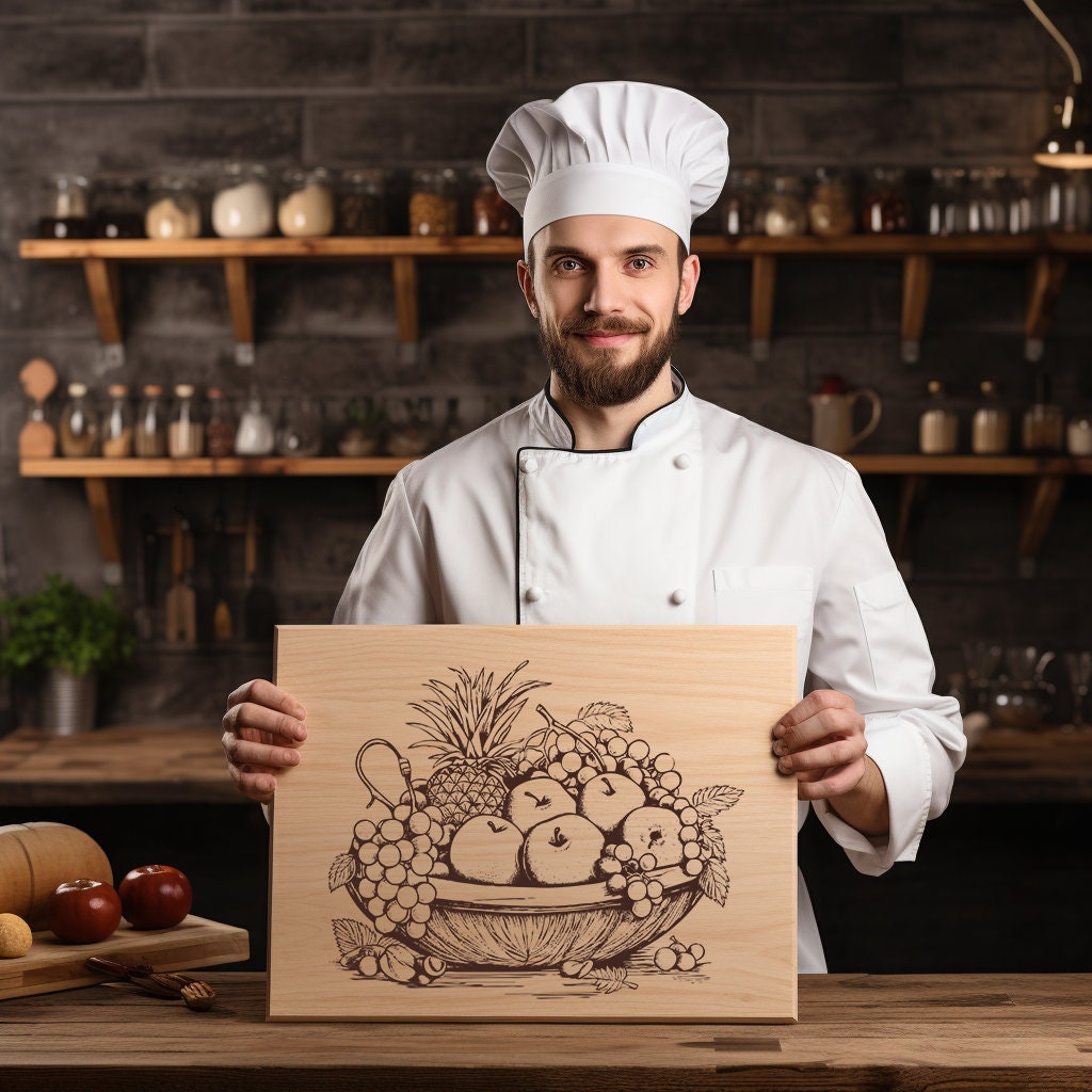 Food Basket Laser PNG File Engrave Wood Board Tray Charcuterie Plank ...