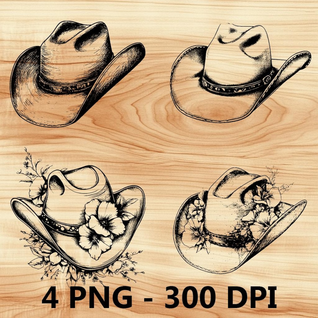Cowboy Hat Cap Headgear Native Laser File Wood Engraving PNG Kitchen ...