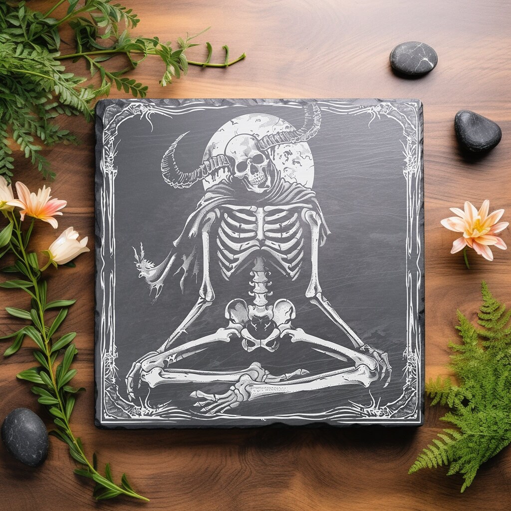 Scary Skeleton Grotesque Bones Laser Engraving File Slate PNG Coaster ...