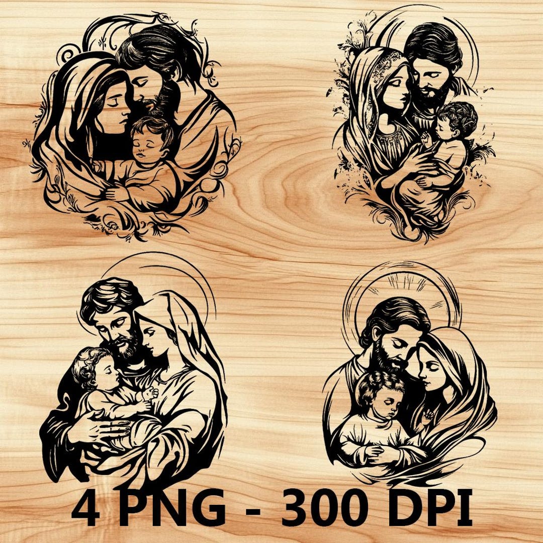 Holy Family Child Jesus Mary Joseph Week Slate Engraving File Wood ...