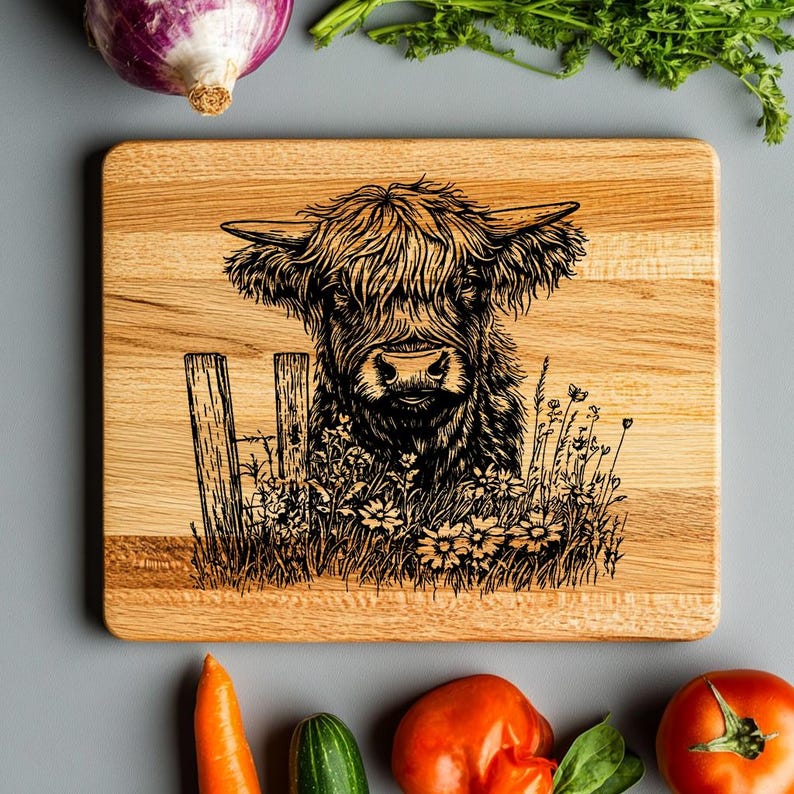 Highland Cow Angus Beef Farm Ranch Slate Engraving File Wood Engrave ...