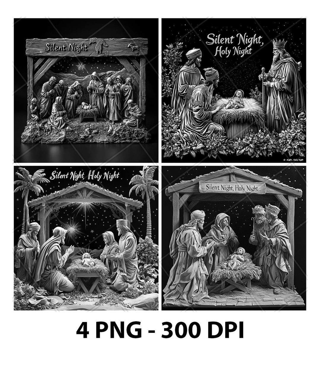 Nativity Silent Holy Night Christmas Laser Engraving File Slate PNG ...