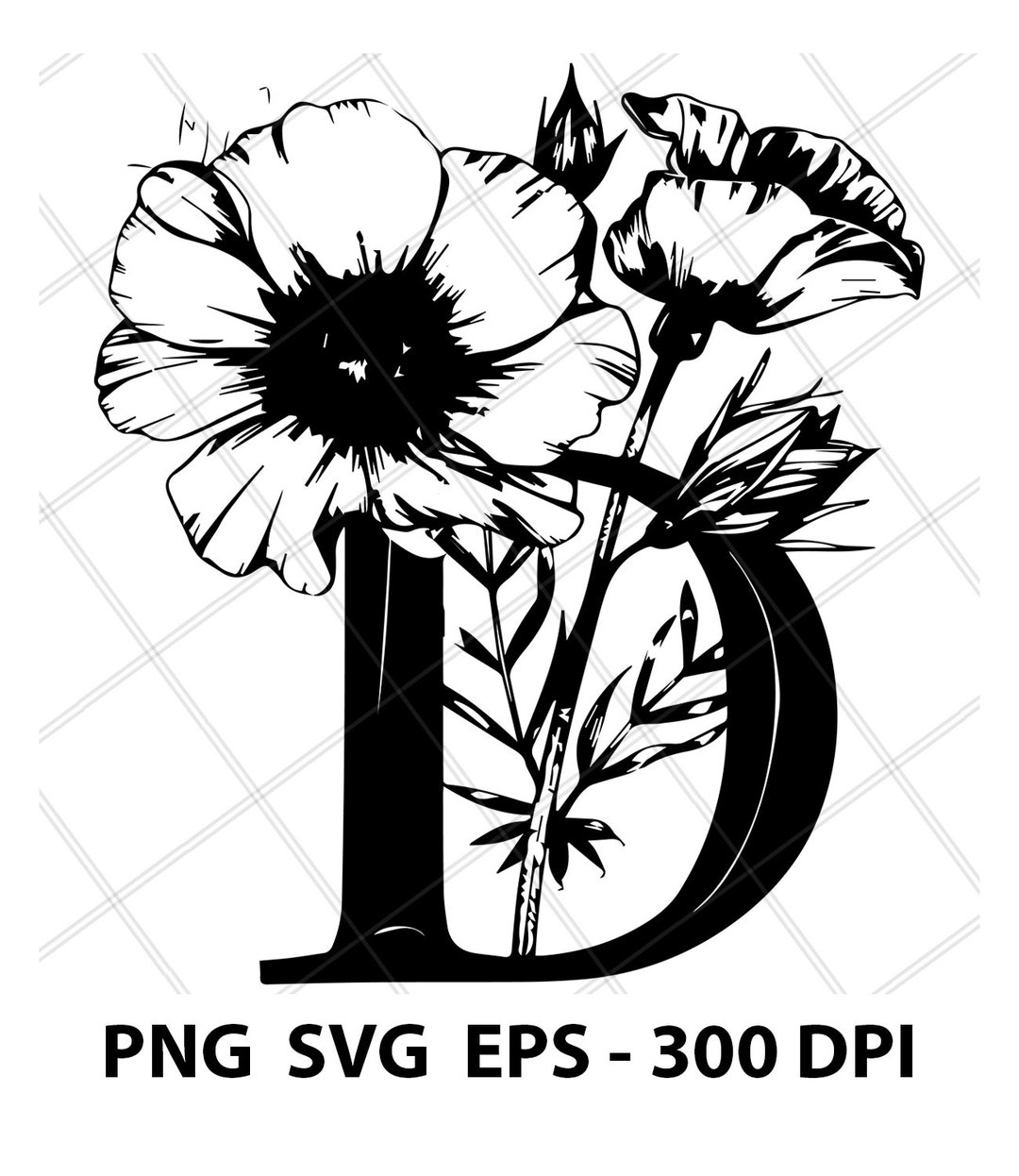 Letter D Monogram Laser PNG File Engrave Wood Board Tray Charcuterie ...