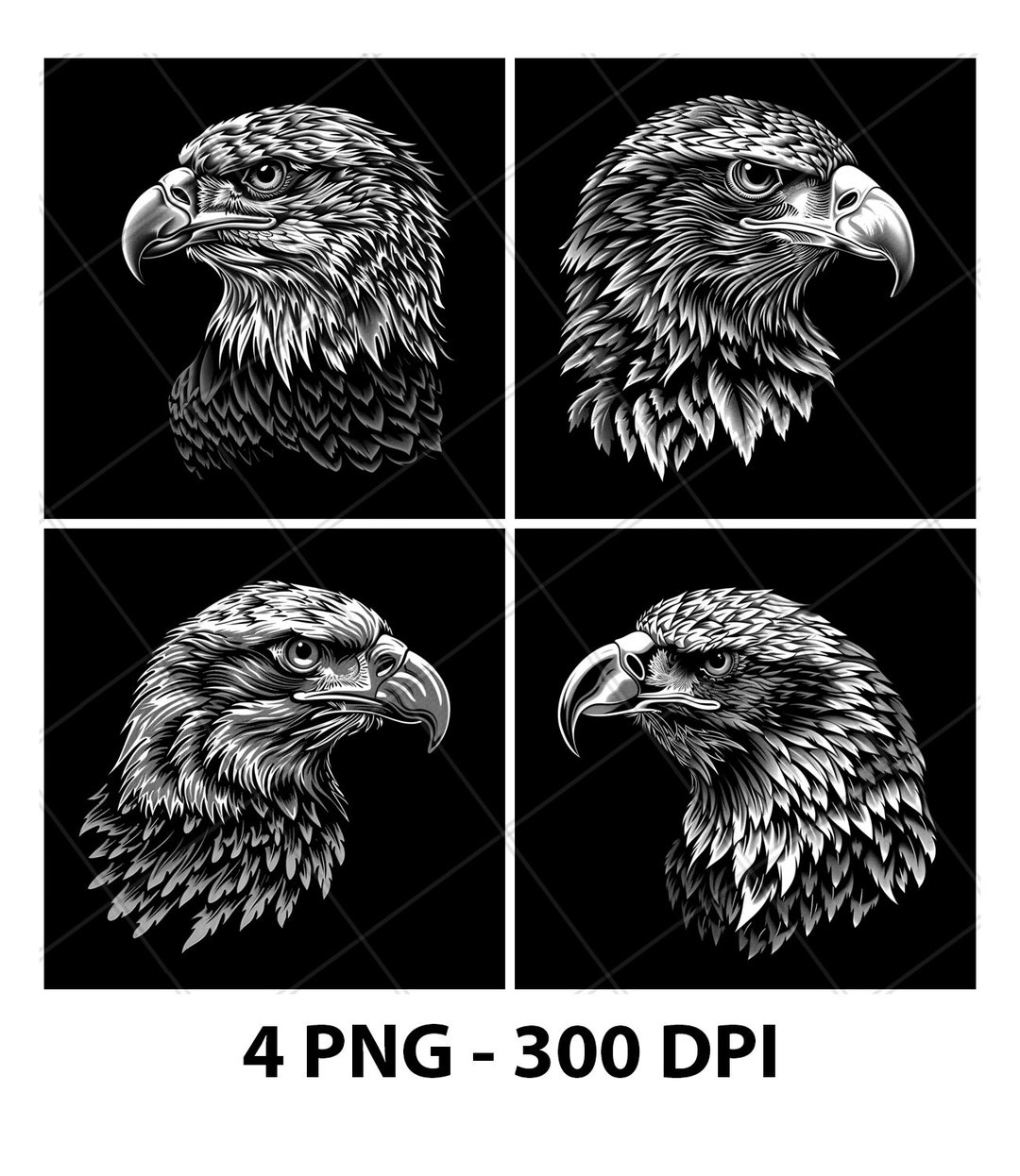 American Eagle Face Head Hawk Laser Engraving File Slate PNG Coaster ...