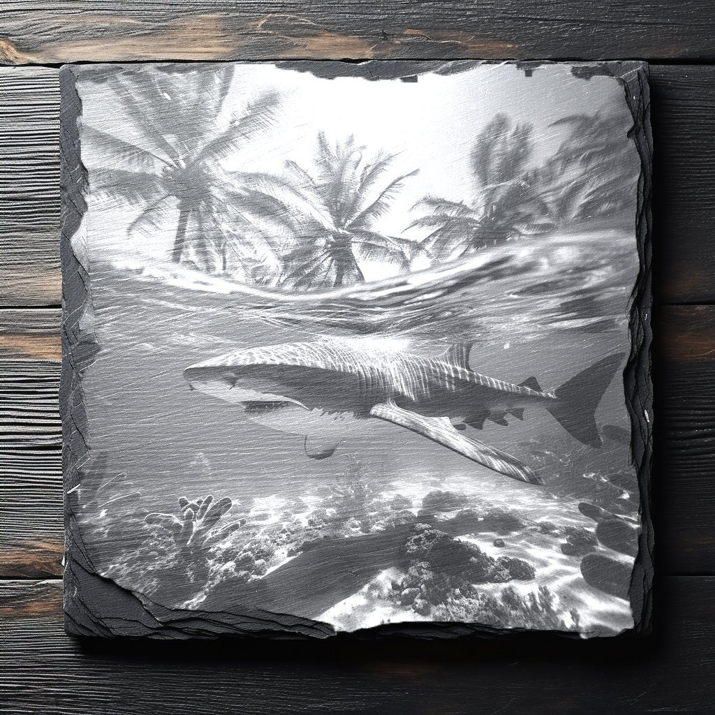 Killer Shark Underwater Tropical Slate Engraving File Wood Engrave PNG ...