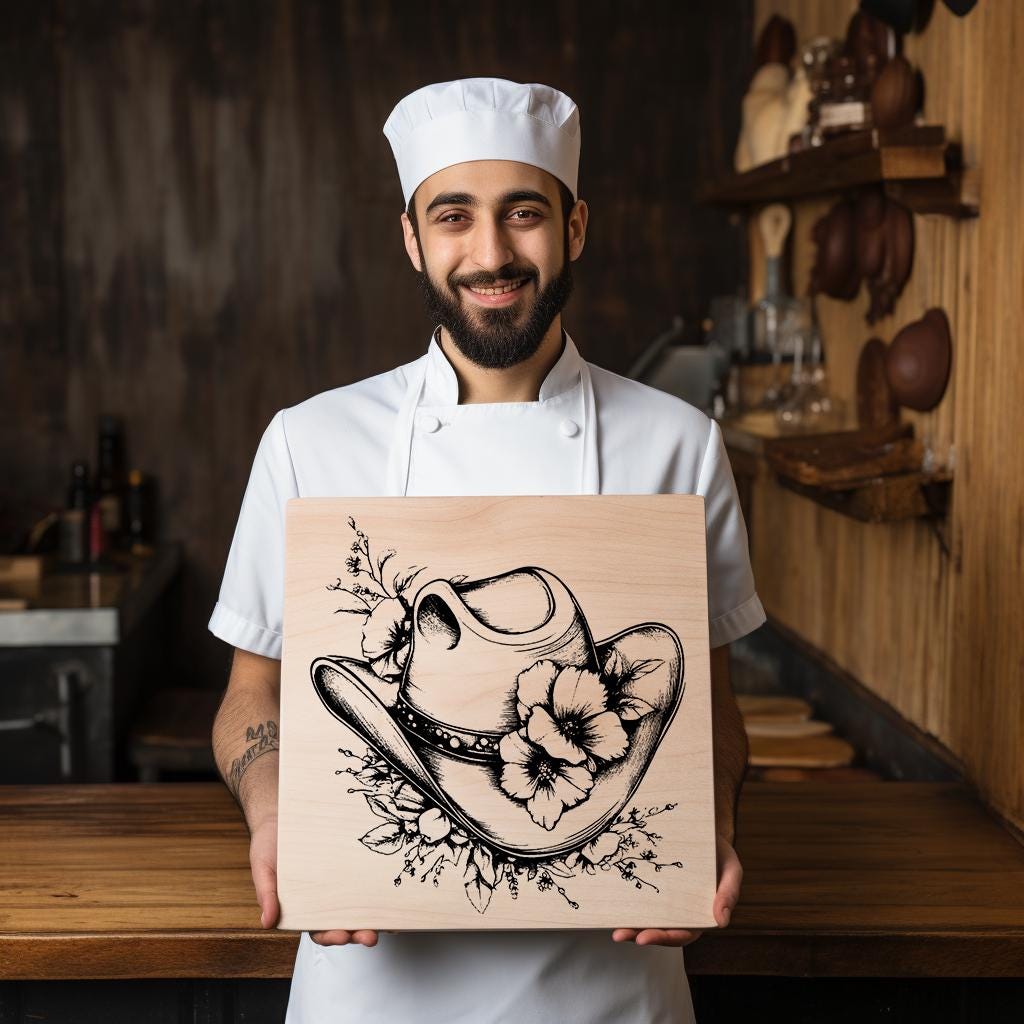 Cowboy Hat Cap Headgear Native Laser File Wood Engraving PNG Kitchen ...