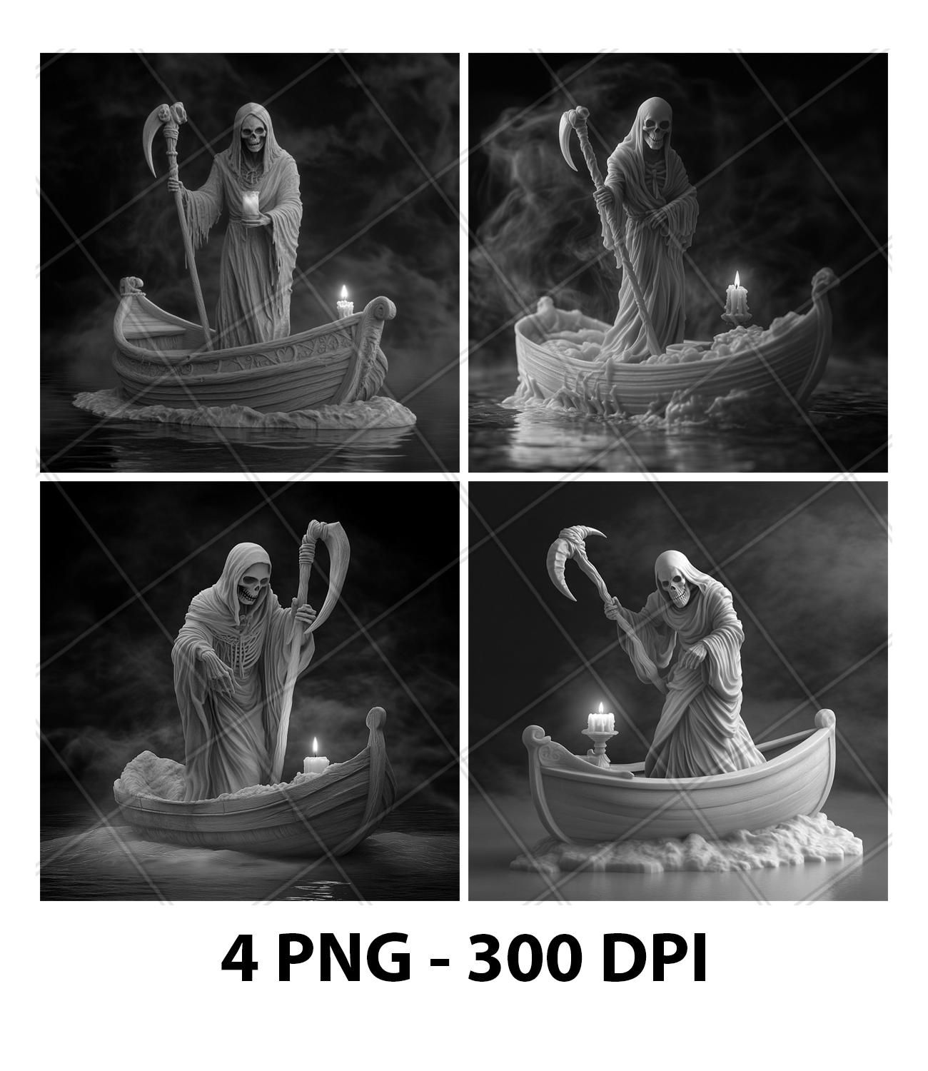 Grim Reaper Boat Ghost Phantom Laser Engraving File Slate PNG Coaster ...