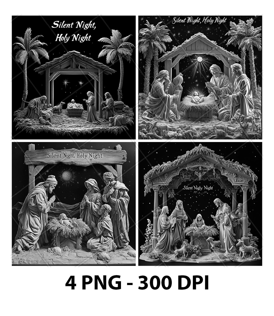 Nativity Christmas Birth Jesus Christ Laser Engraving File Slate PNG ...