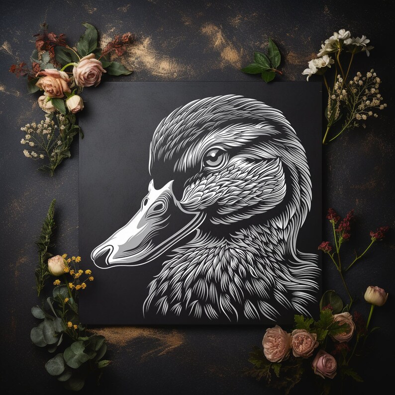 Goose Duck Geese Swan Bird Image Slate Engraving File Wood Engrave PNG ...