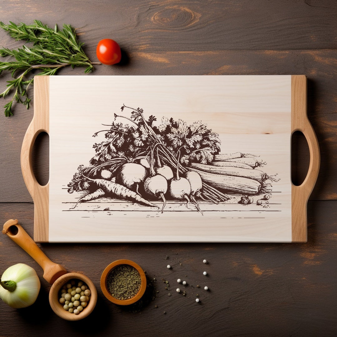 Vegetables Laser PNG File Engrave Wood Board Tray Charcuterie Plank ...