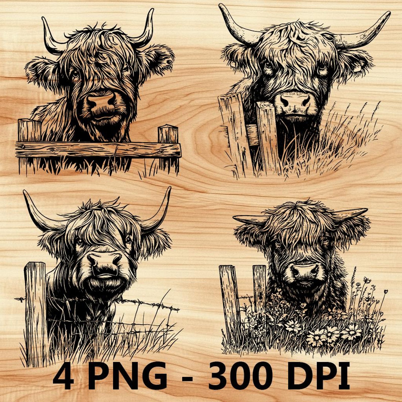 Highland Cow Angus Beef Farm Ranch Laser Engraving File Slate PNG ...