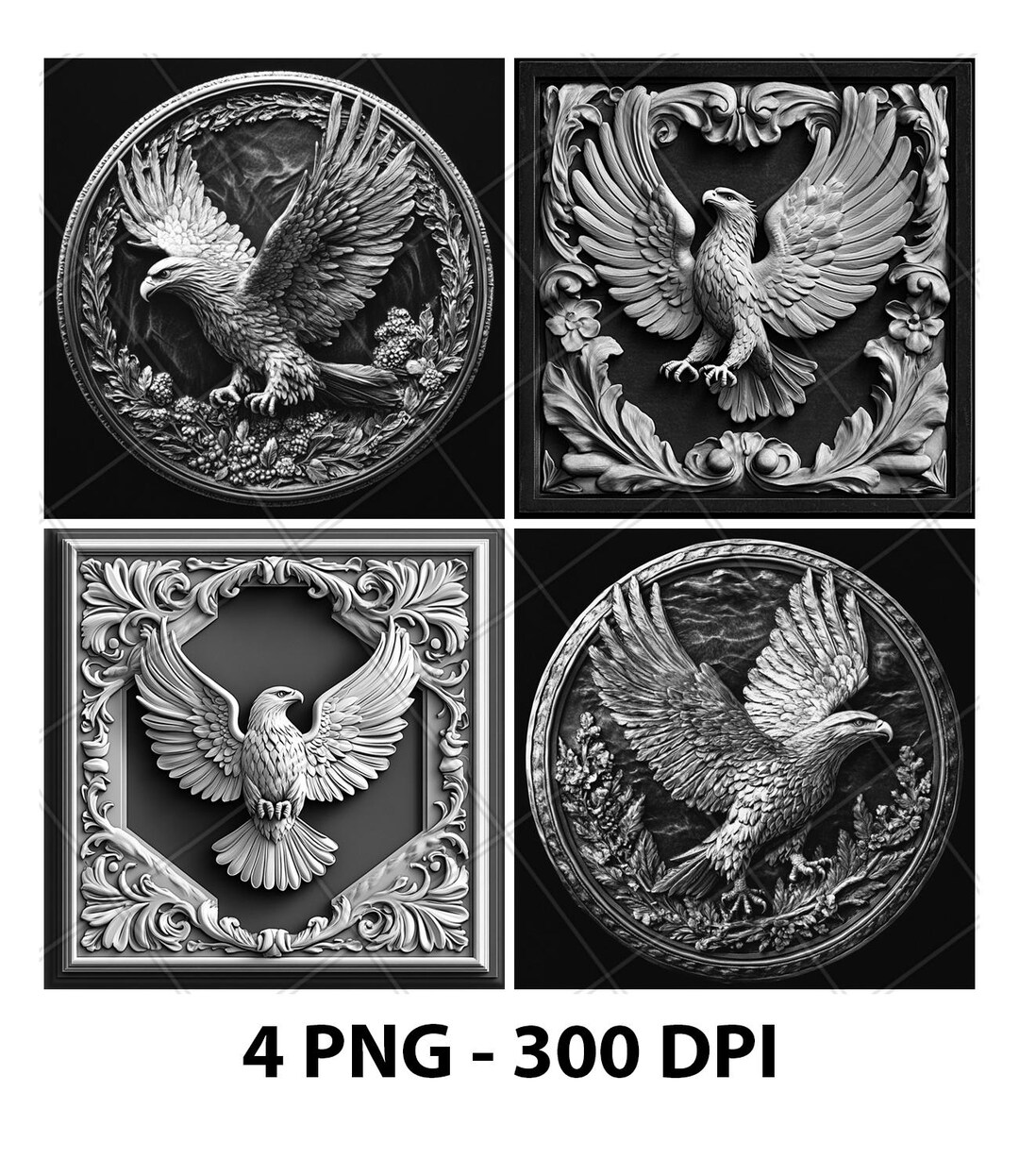 Eagle Hawk Falcon Fly Seal Emblem Laser Engraving File Slate PNG ...
