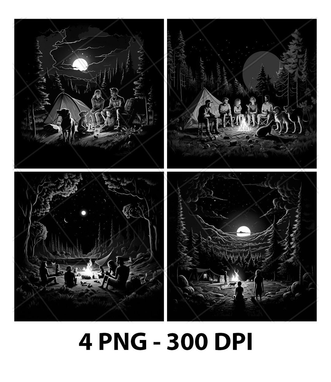 Camping Campfire Bonfire Picnic Slate Engraving File Laser Engraved PNG ...