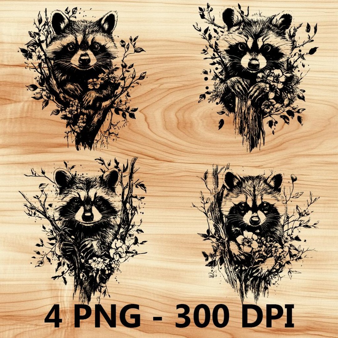 Raccoons Red Pandas Skunks Weasels Laser Engraving File Slate PNG ...