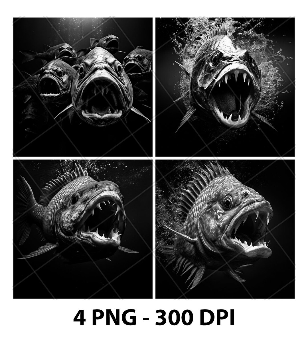 Piranha Amazon Killer Fish Scary Laser Engraving File Slate PNG Coaster ...