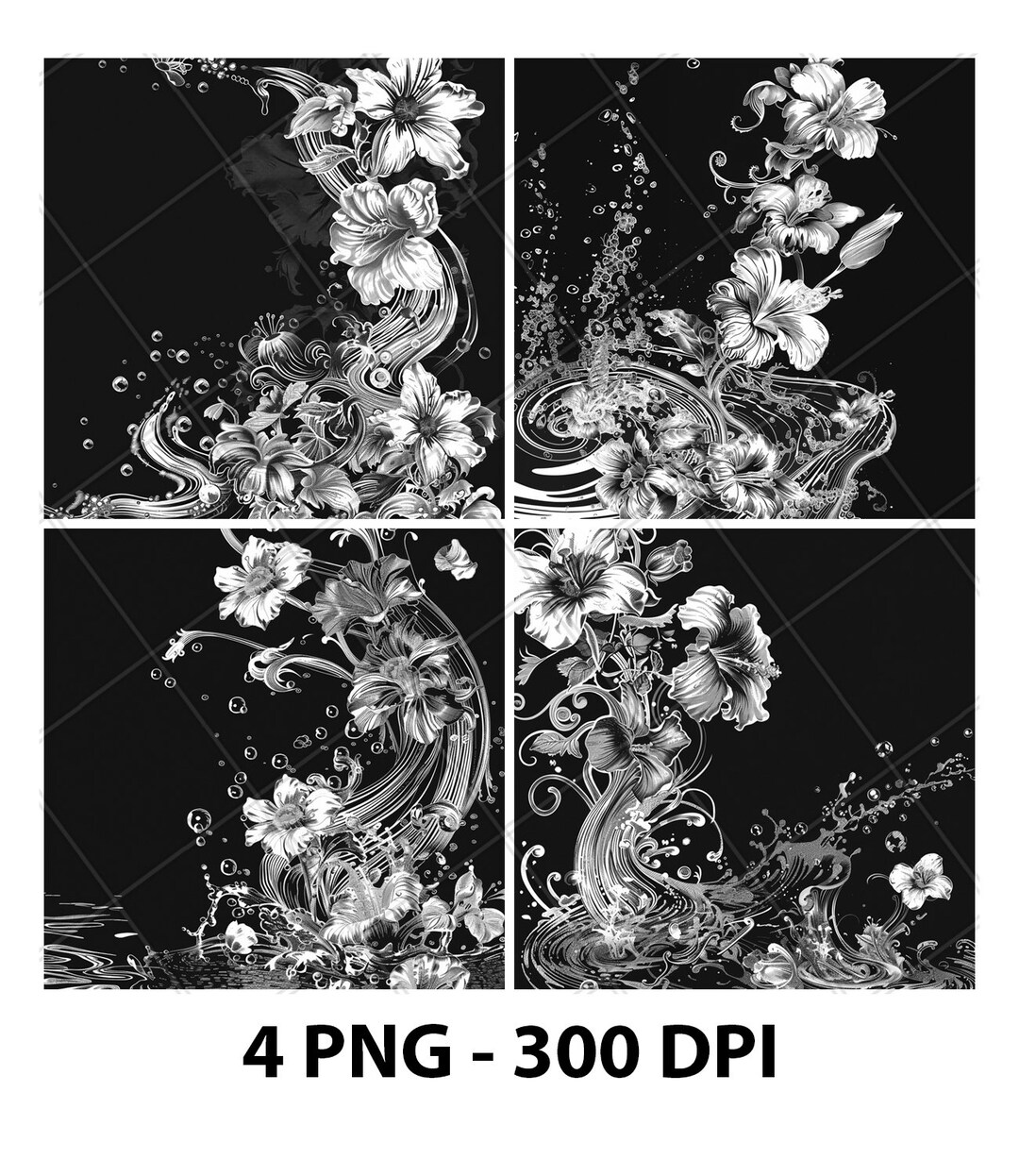 Floral Flowers Design Pattern Laser Engraving File Slate PNG Coaster ...