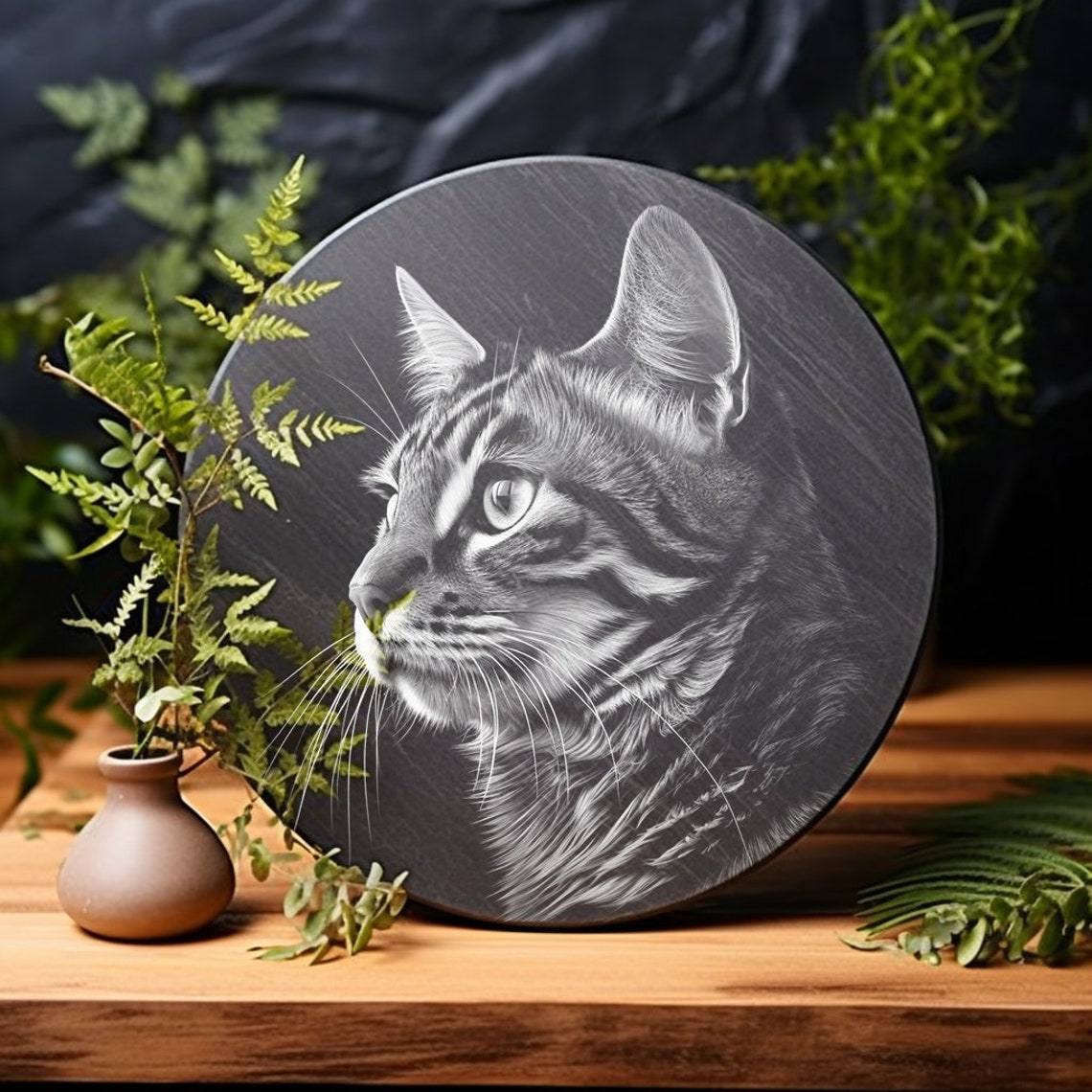 Bengal Cat Breed Kitten Kitty Pet Laser PNG File Slate Engrave Coaster ...