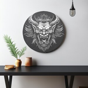 Demon Face Scary Halloween Devil Laser Engraving File Slate PNG Coaster ...