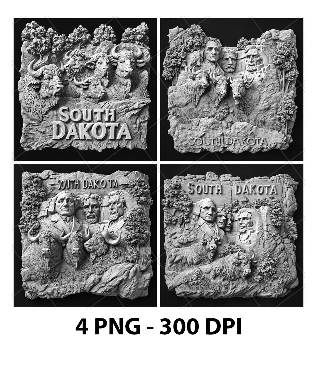 South Dakota US State Mount Rushmore Ox Laser Engraving File Slate PNG ...