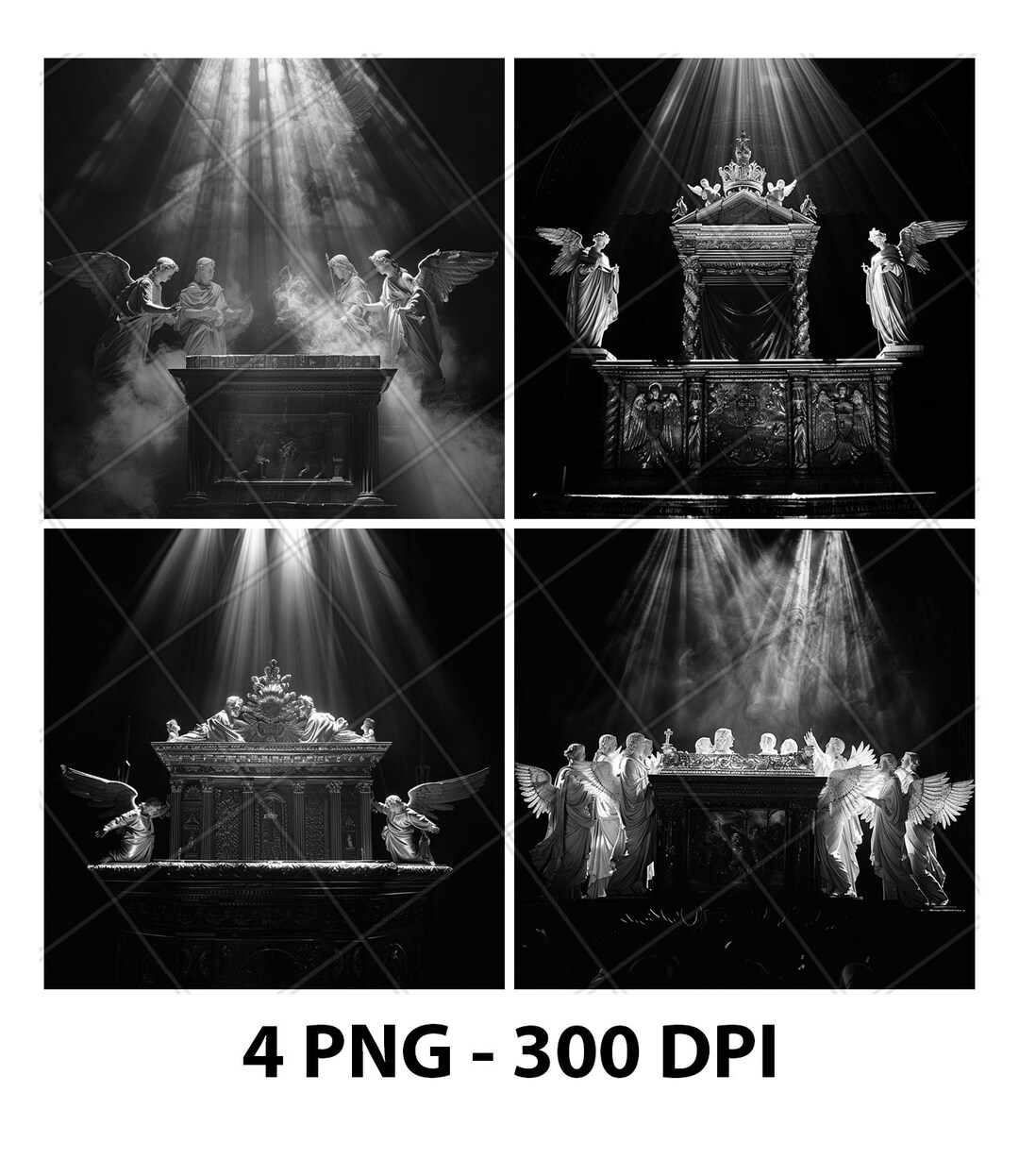 Arc Covenant Angels Chest Box Laser Engraving File Slate PNG Coaster Xtool Wood Black White ...