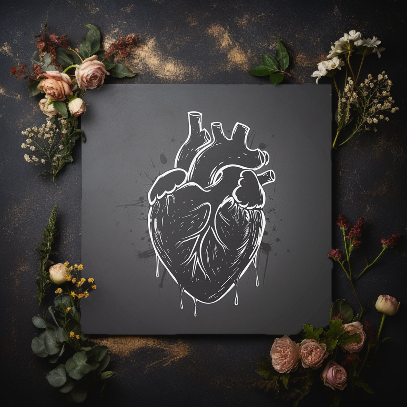 Human Heart Cardiac Anatomy 2D Laser Engraving File Slate PNG Coaster ...