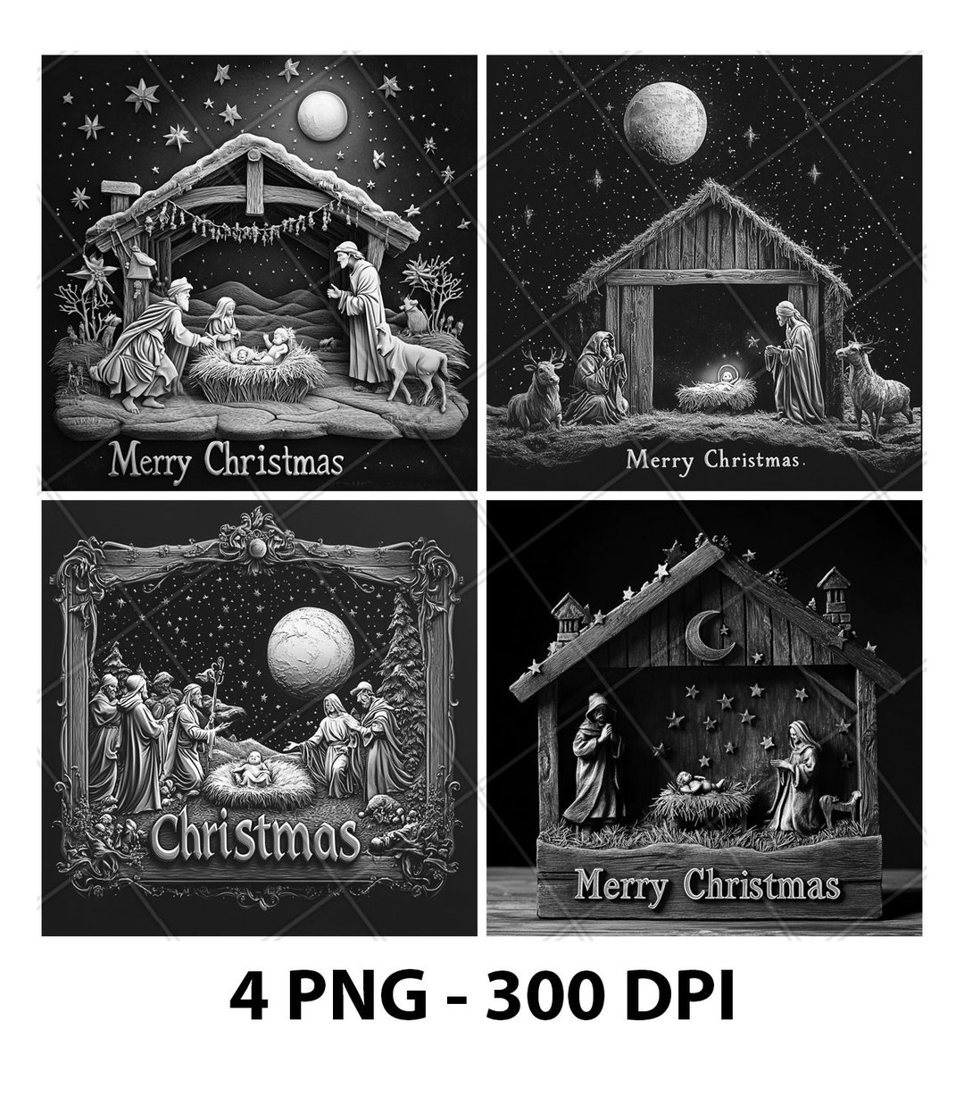 Nativity Christmas Birth Jesus Christ Laser Engraving File Slate PNG ...