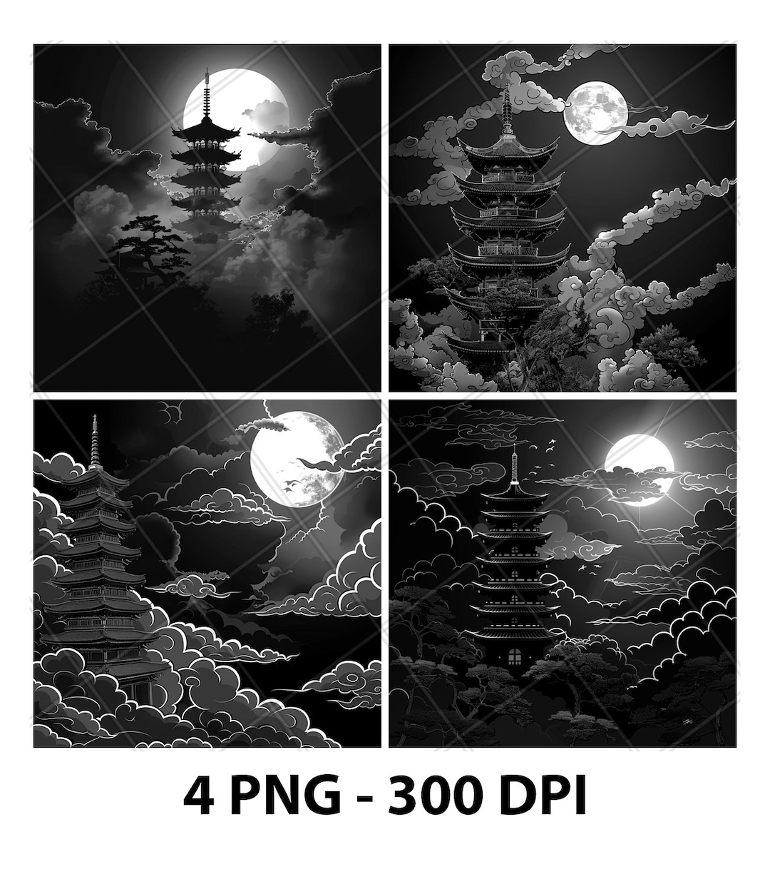 Pagoda Watchtower Japan Chinese Laser Engraving File Slate PNG Coaster ...
