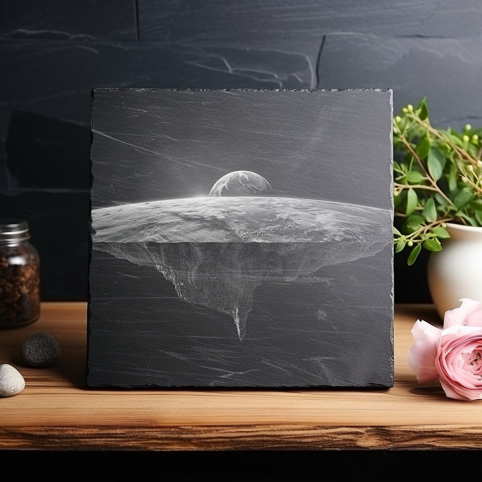 Flat Earth World Planet Map Globe Laser Engraving File Slate PNG ...