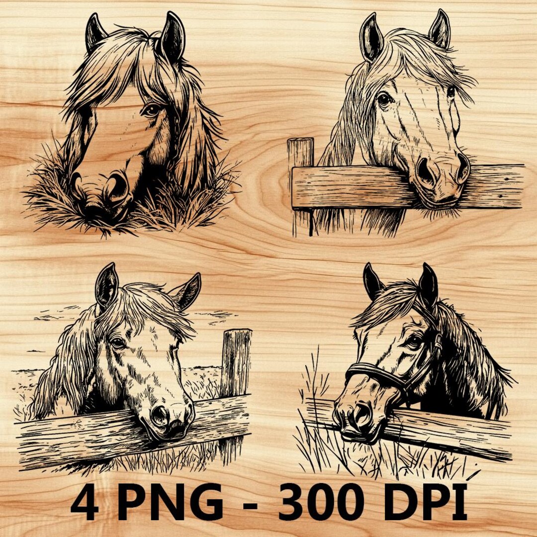 Horse Pony Stag Stallion Farm Ranch Laser Engraving File Slate PNG ...