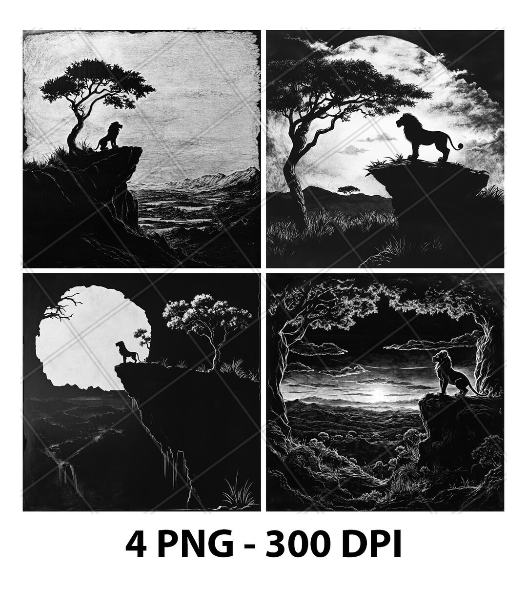 Lion Silhouette Pride Rock Africa Slate Engraving File Wood Engrave PNG ...