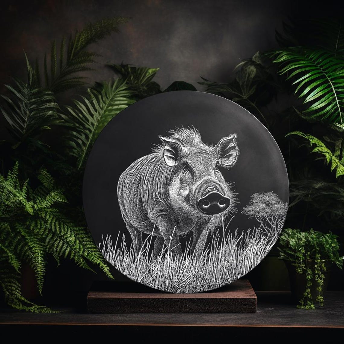 Warthog Wild Pig African Wildlife Slate Engraving File Wood Engrave PNG ...