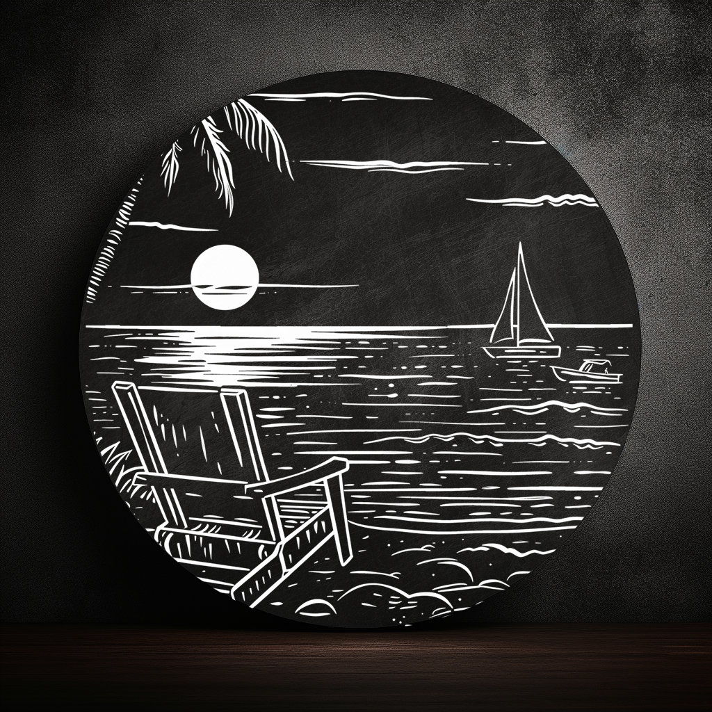 Tropical Island Beach Sunset Laser Engraving File Slate PNG Coaster ...