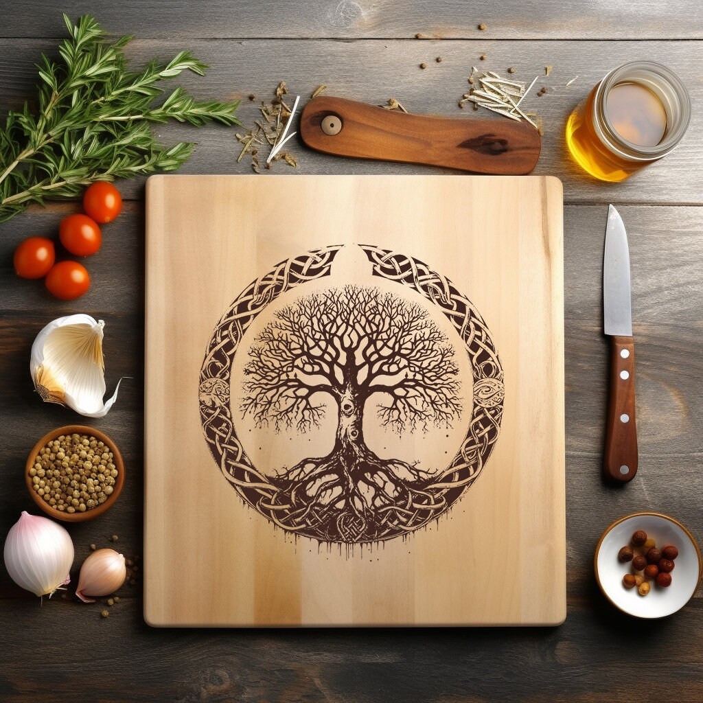 Tree of Knowledge Life Laser PNG File Engraving Wood Chop Board Tray ...