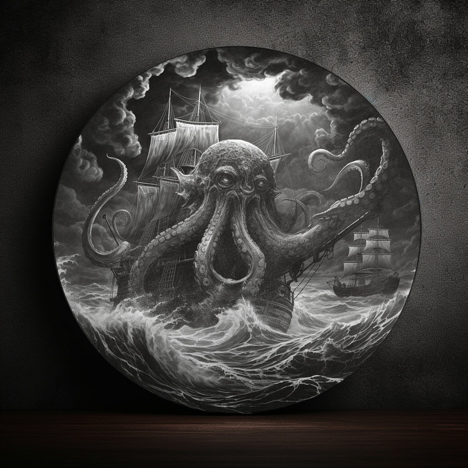 Giant Octopus Sea Monster Squid Laser PNG File Slate Engraving Coaster ...
