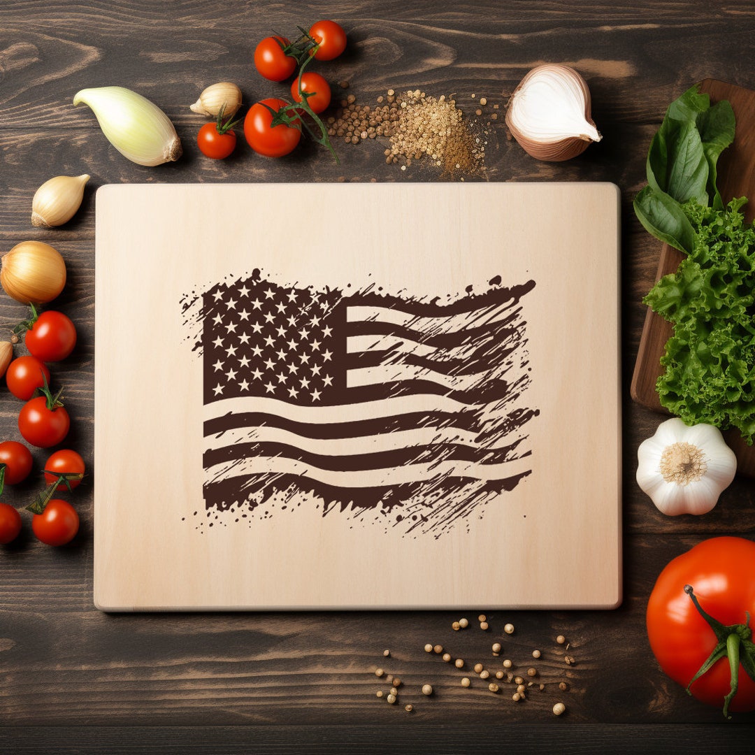 USA Flag US Laser PNG File Engrave Wood Board Tray Charcuterie Plank ...