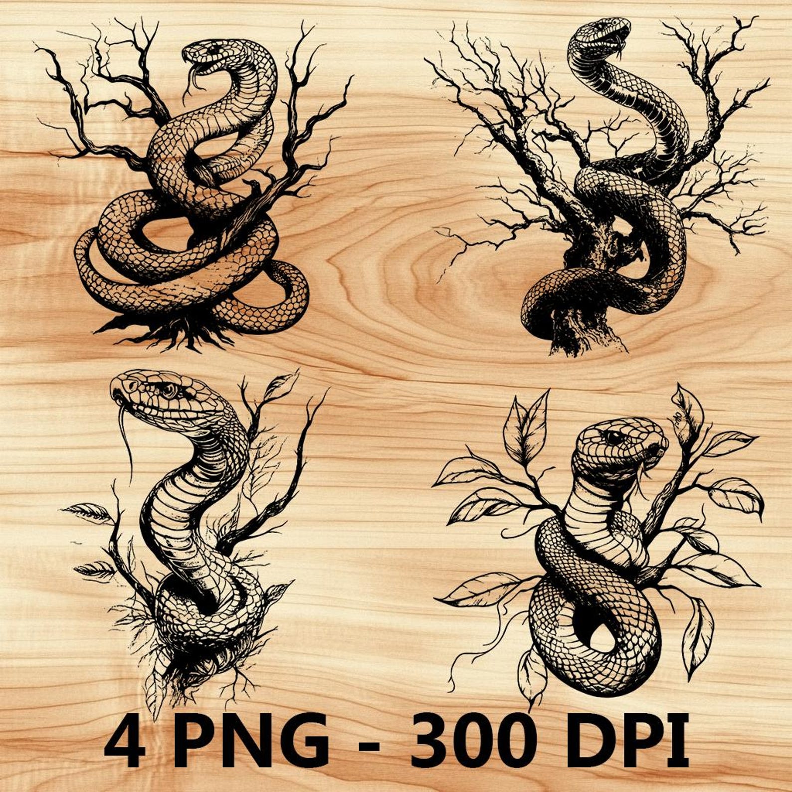 Tree Viper Snake Serpent Venomous Laser File Wood Engraving PNG Kitchen ...