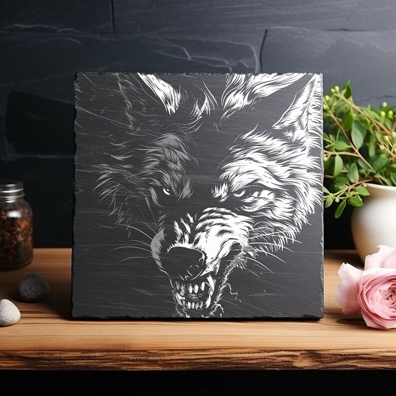 Dire Wolf Timber Wolf Gray Wolf Slate Engraving File Laser Engraved PNG ...