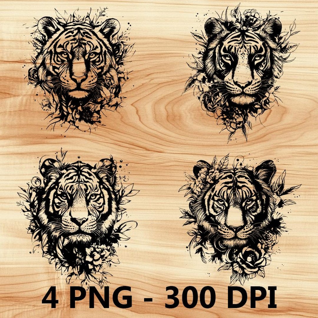 Forest Bengal Tiger Head Face Wild Laser Engraving File Slate PNG ...