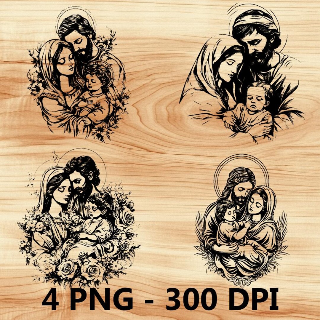 Holy Family Child Jesus Mary Joseph Week Slate Engraving File Wood ...