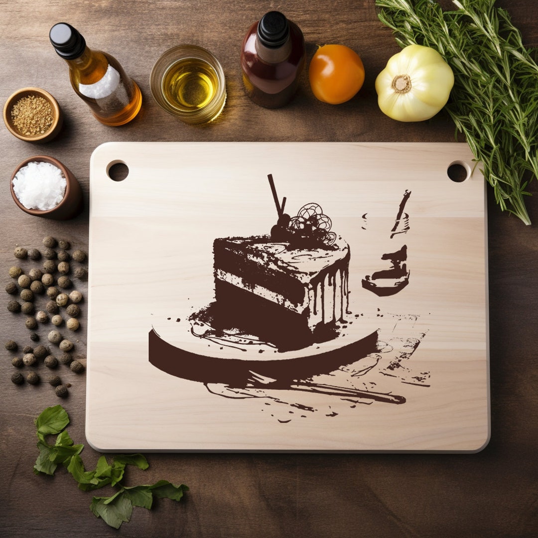 Cake Sweets Laser PNG File Engrave Wood Board Tray Charcuterie Plank ...