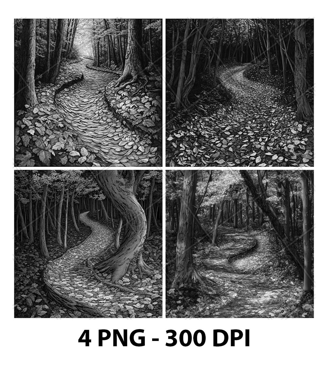 Forest Path Autumn Leaves Trees Laser Engraving File Slate PNG Coaster ...